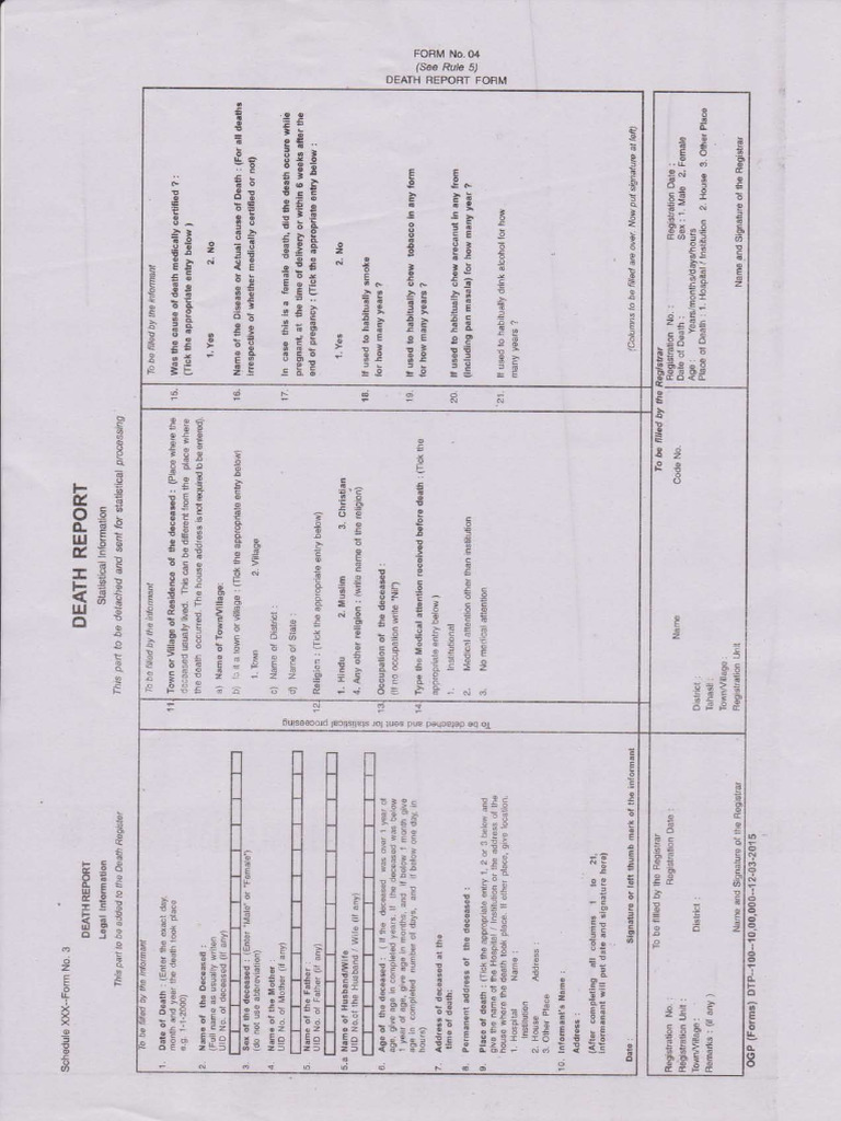 Form of Death Report | PDF