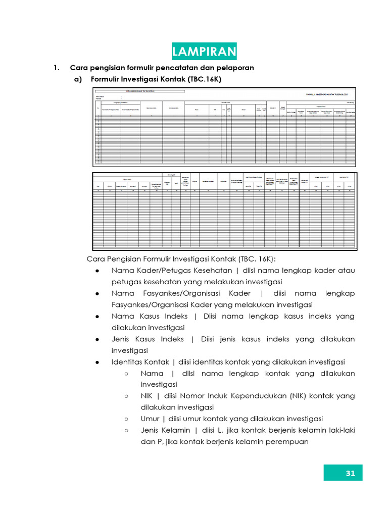 Panduan Pengisian Formulir TBC | PDF
