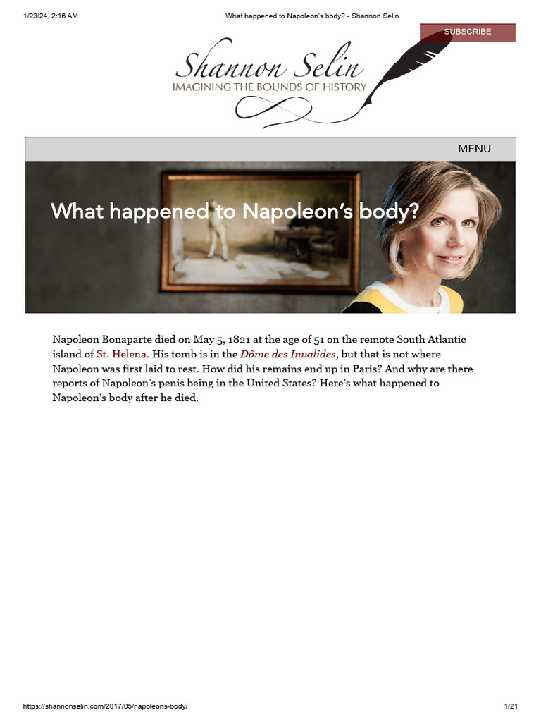 What Happened To Napoleon's Body - Shannon Selin | PDF