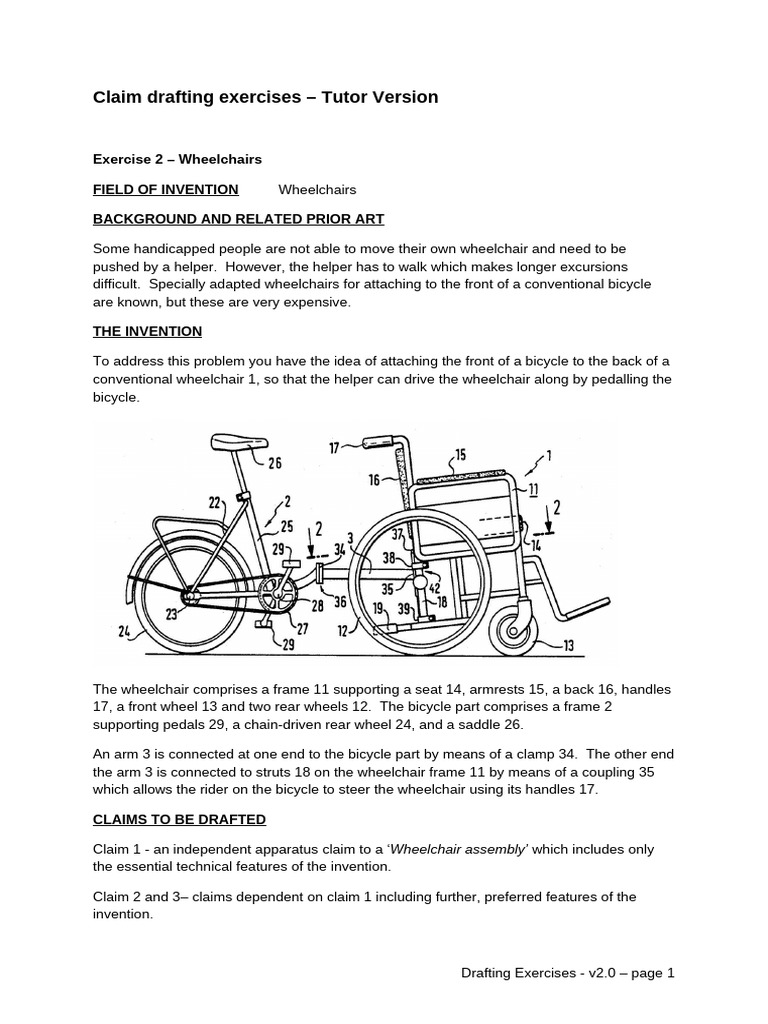 Claim Drafting Exercise 2 - Answer | PDF | Wheelchair | Manufactured Goods