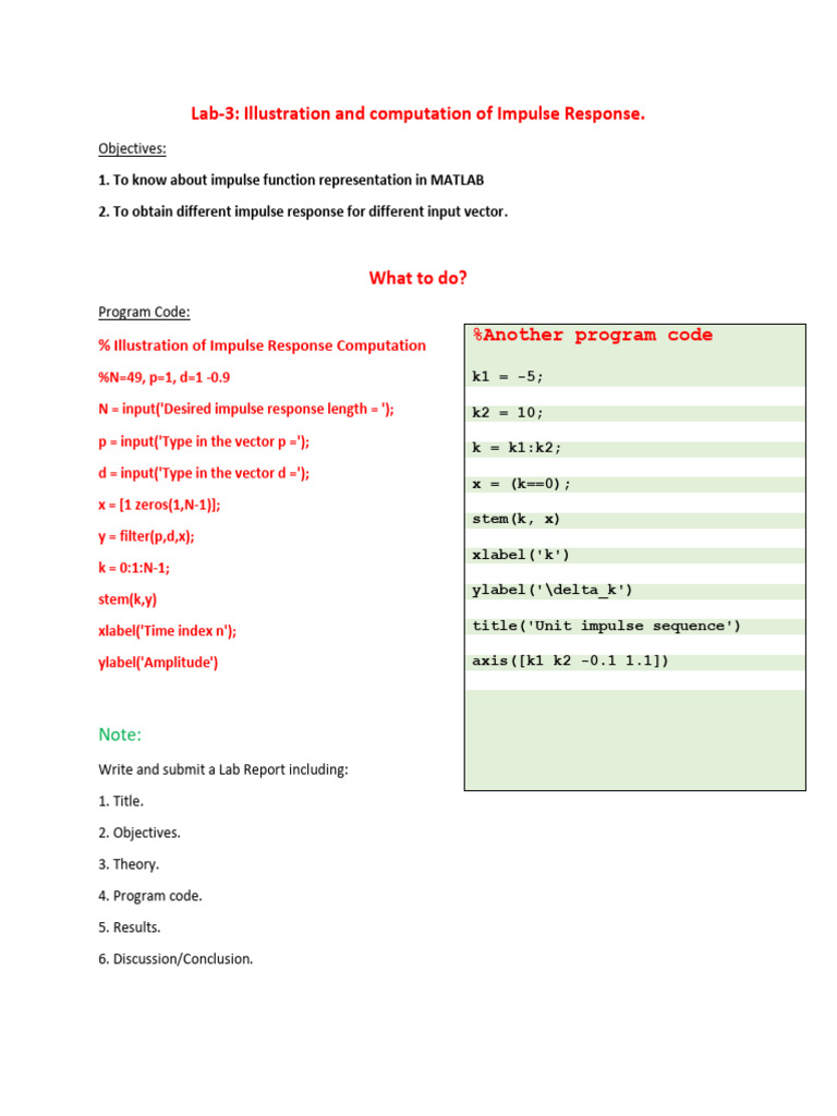 Lab 3 DSP Impulse Response | PDF