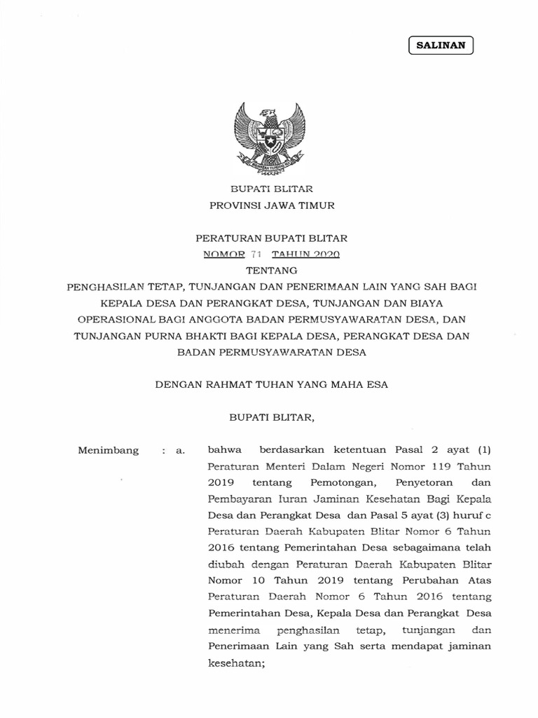 PERBUP_NOMOR_71_TAHUN_2020 | PDF