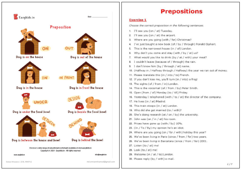 Preposition Practice | PDF
