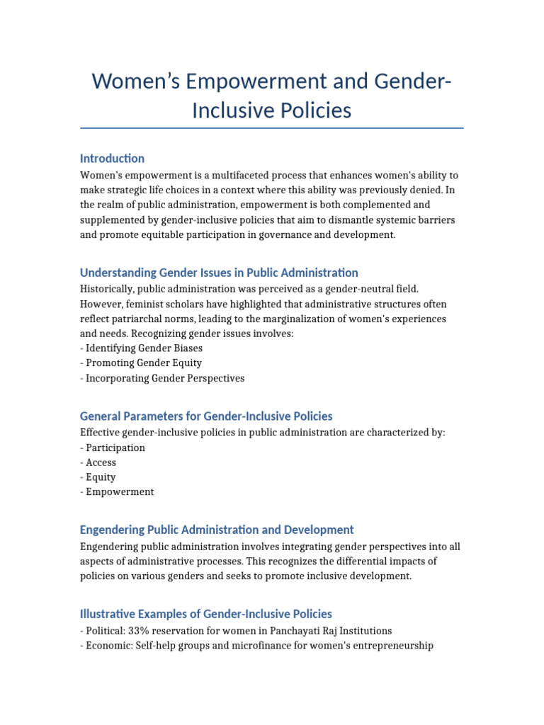 Empowering Women through Gender-Inclusive Policies | PDF | Gender ...
