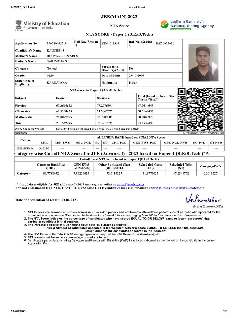 Jee Result | PDF