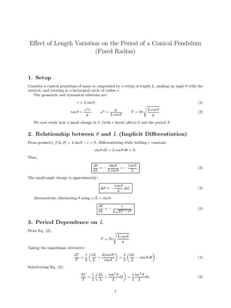 Conical Pendulum | PDF | Mathematical Physics | Geometry