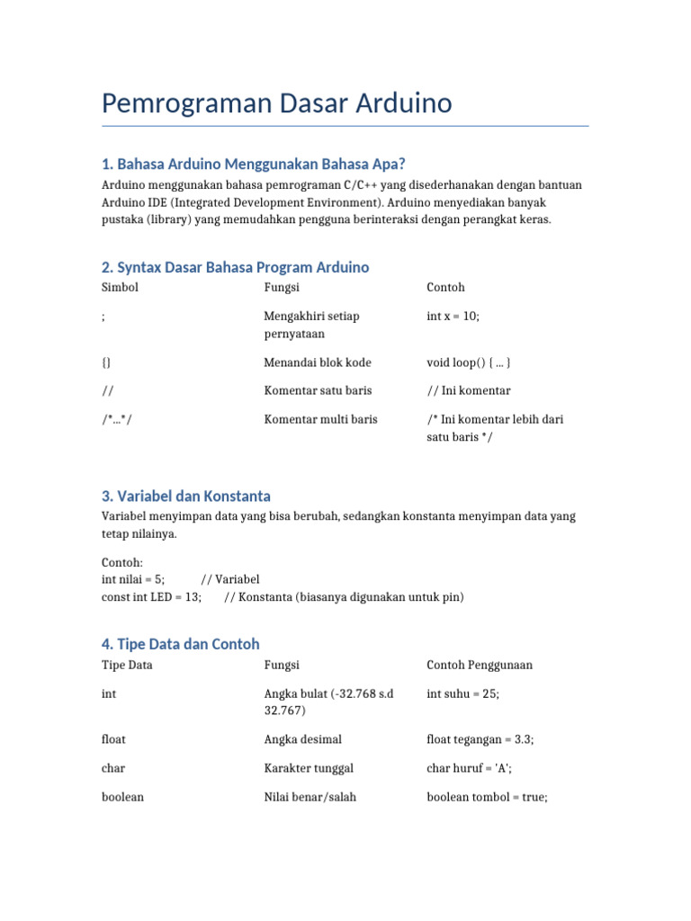 Pemrograman_Dasar_Arduino_Lengkap | PDF