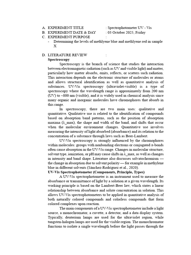 Uv Vis | PDF | Ultraviolet–Visible Spectroscopy | Spectrophotometry