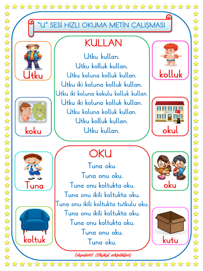 U Sesi̇ Hizli Okuma Meti̇n Çalişmasi | PDF