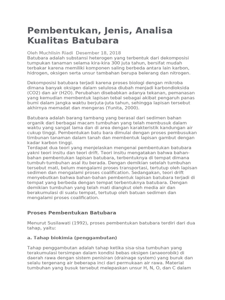 Pembentukan Batubara | PDF
