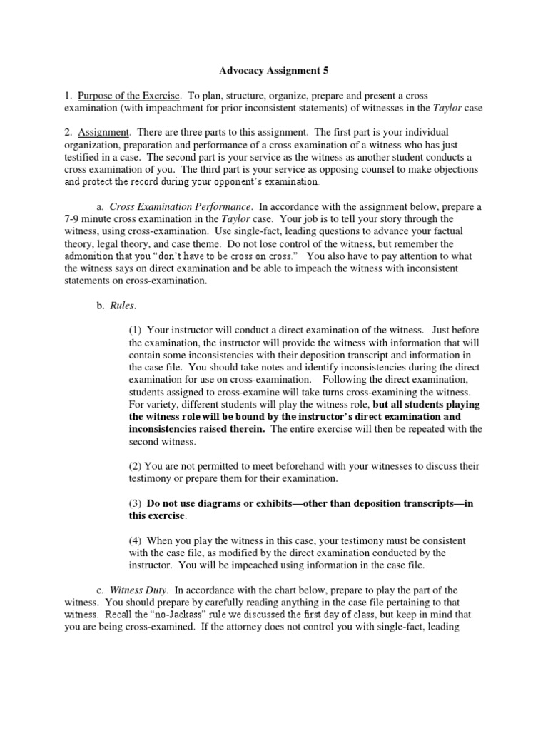 Assignment 5 Cross Impeach | Download Free PDF | Cross Examination ...