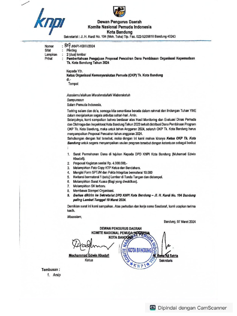 1_permohonan Usulan Kegiatan 2024 Okp Tk Kota Bandung (1) | PDF