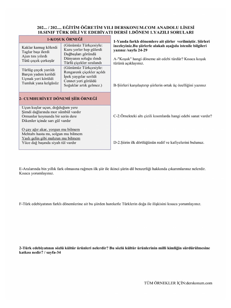 10.Sınıf TDE-1.D-1.Y- Maarif model-MUSTİ (1) (1) | PDF