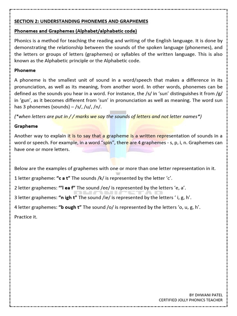 SECTION 2 Phonemes and Graphemes | PDF