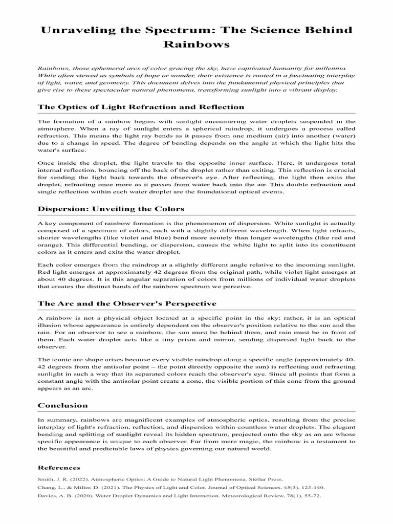 Unraveling The Spectrum The Science Behind Rainbows | PDF
