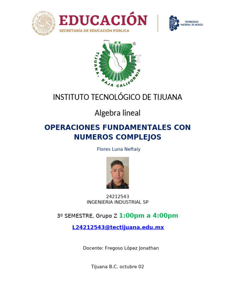 Operaciones Fundamentales Con Numeros Complejos | PDF