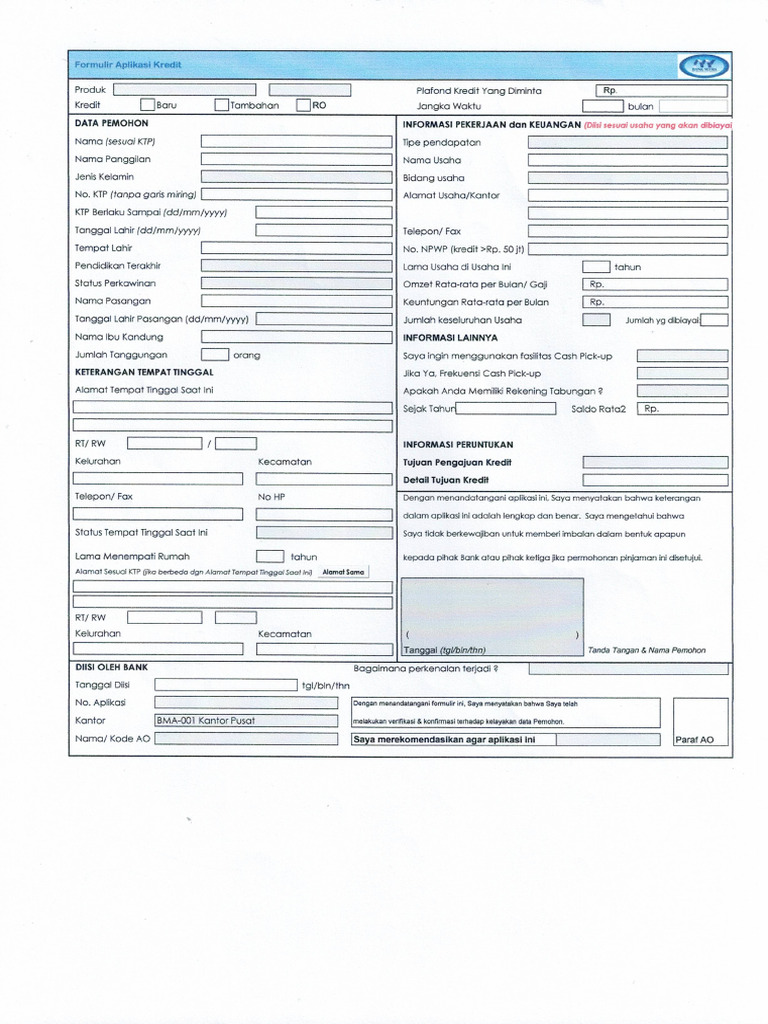 Form Pengajuan Pinjaman (Grup) | PDF