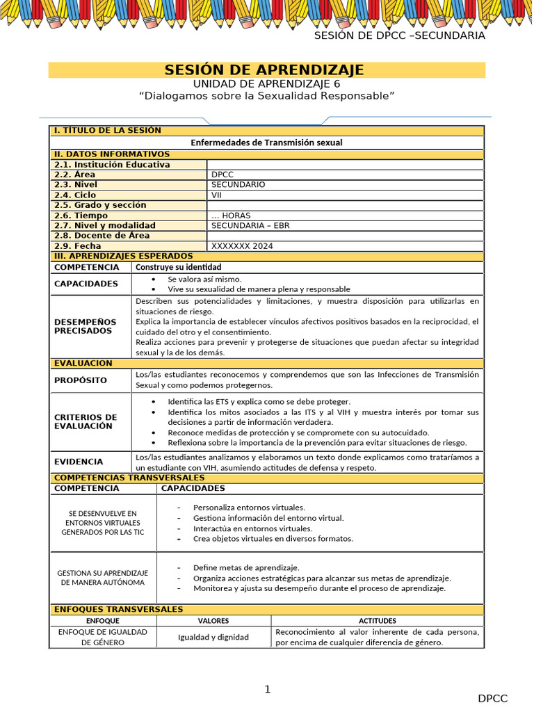 4º Ses Act 3 - Unid.6 DPCC 2024 | PDF | Infección transmitida ...