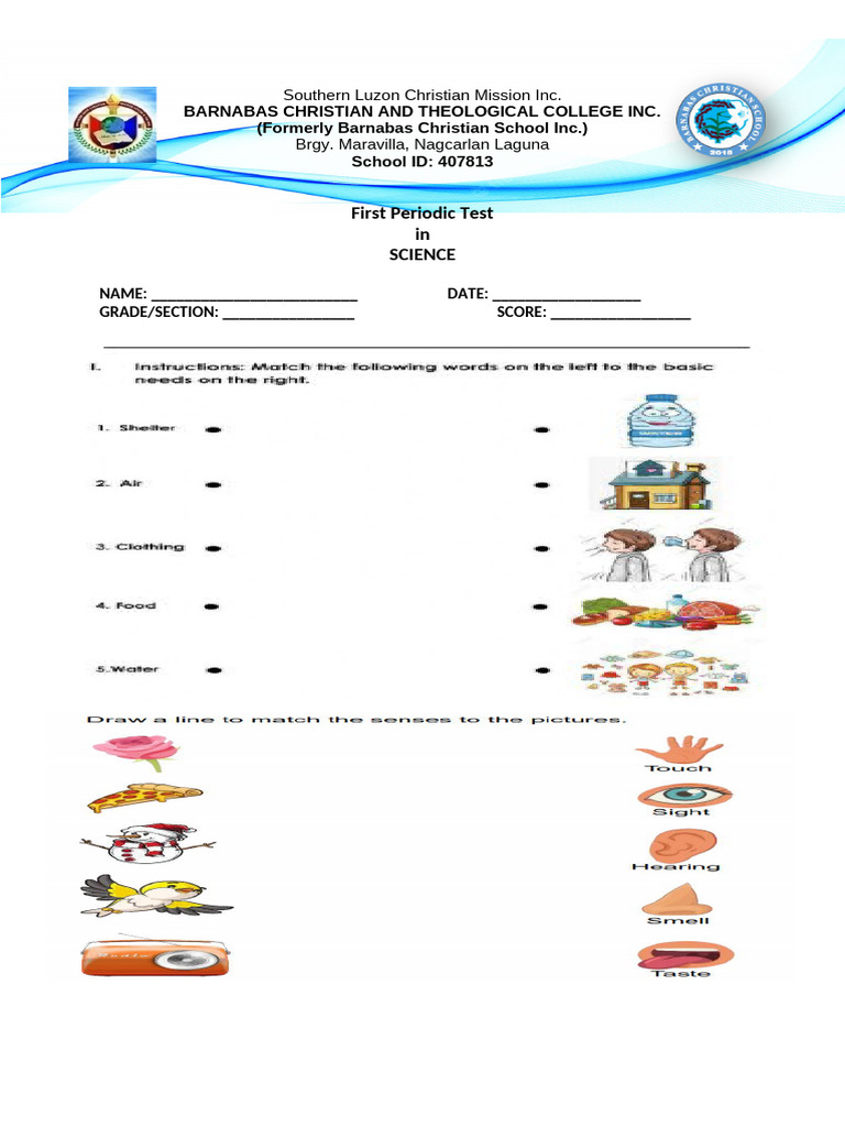 1st Periodical Test in Science 1st Quarter 1 | PDF