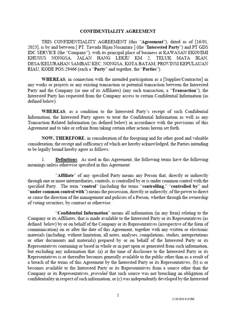 (Attachment 3) GDS-Form Unilateral NDA (For Pre-Qualification Use - CT ...