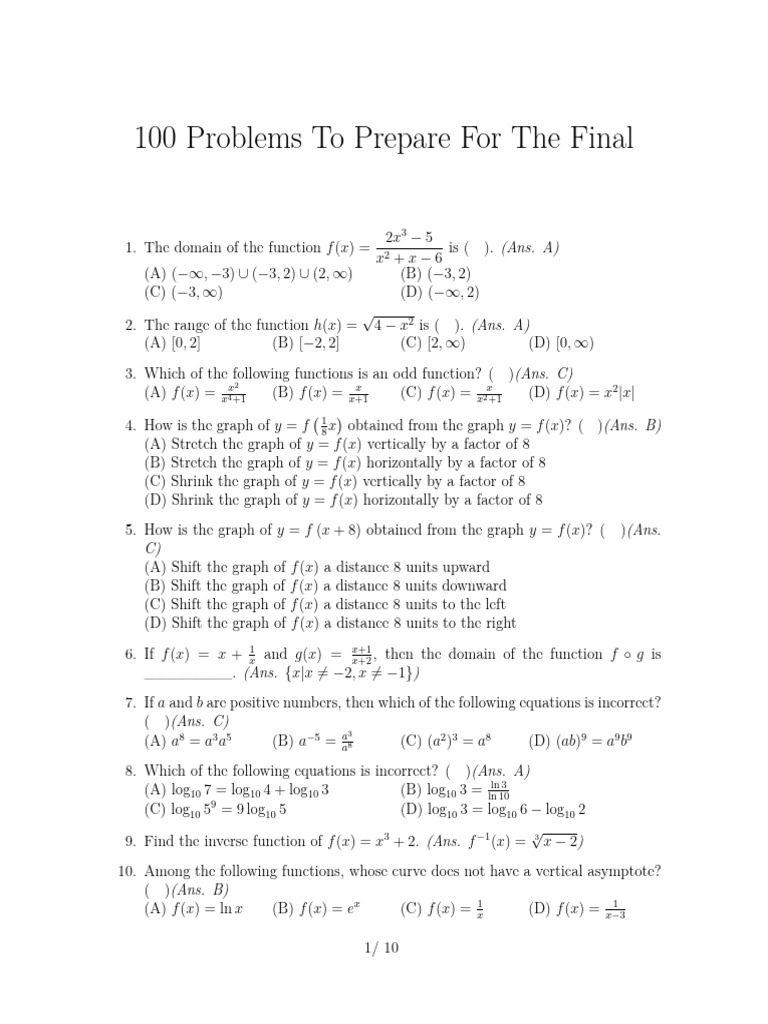 100 Problems To Prepare For The Final | PDF | Economic Surplus | Demand