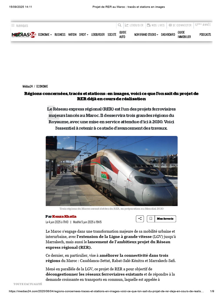 RER au Maroc : Tracés et Stations 2025 | PDF | Casablanca | Maroc