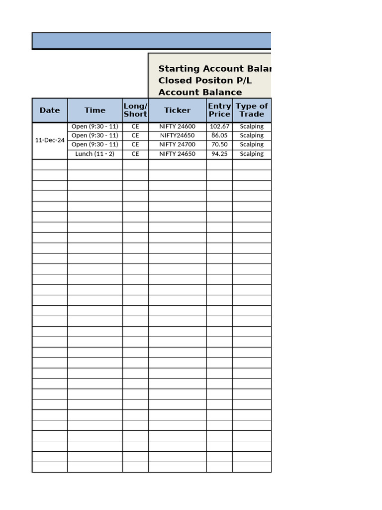Trading Journal Template 01 | PDF | Financial Economics | Market ...