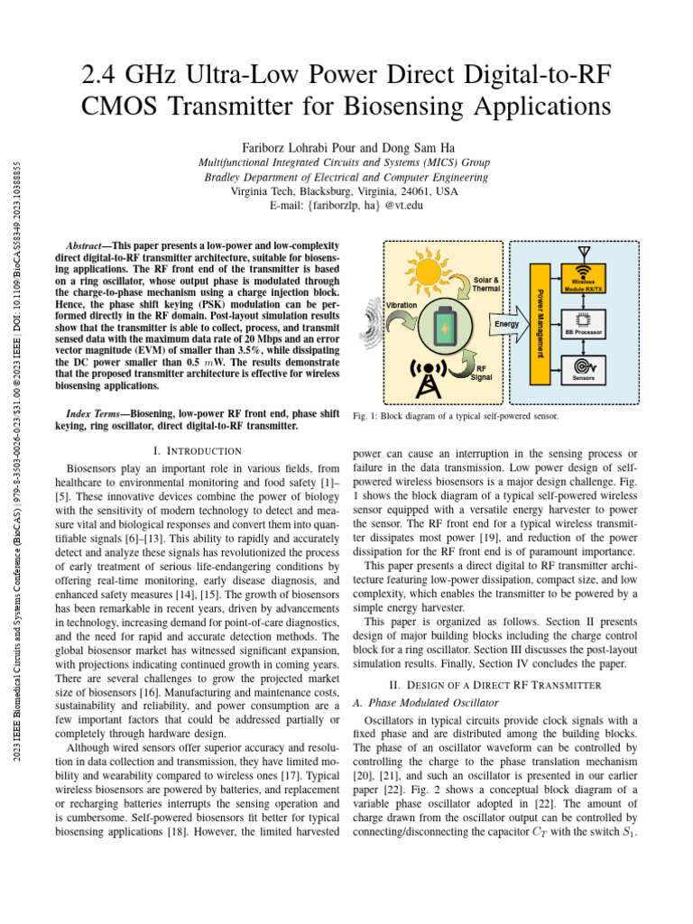 2.4 GHZ Ultra-Low Power Direct Digital-To-RF CMOS Transmitter For ...