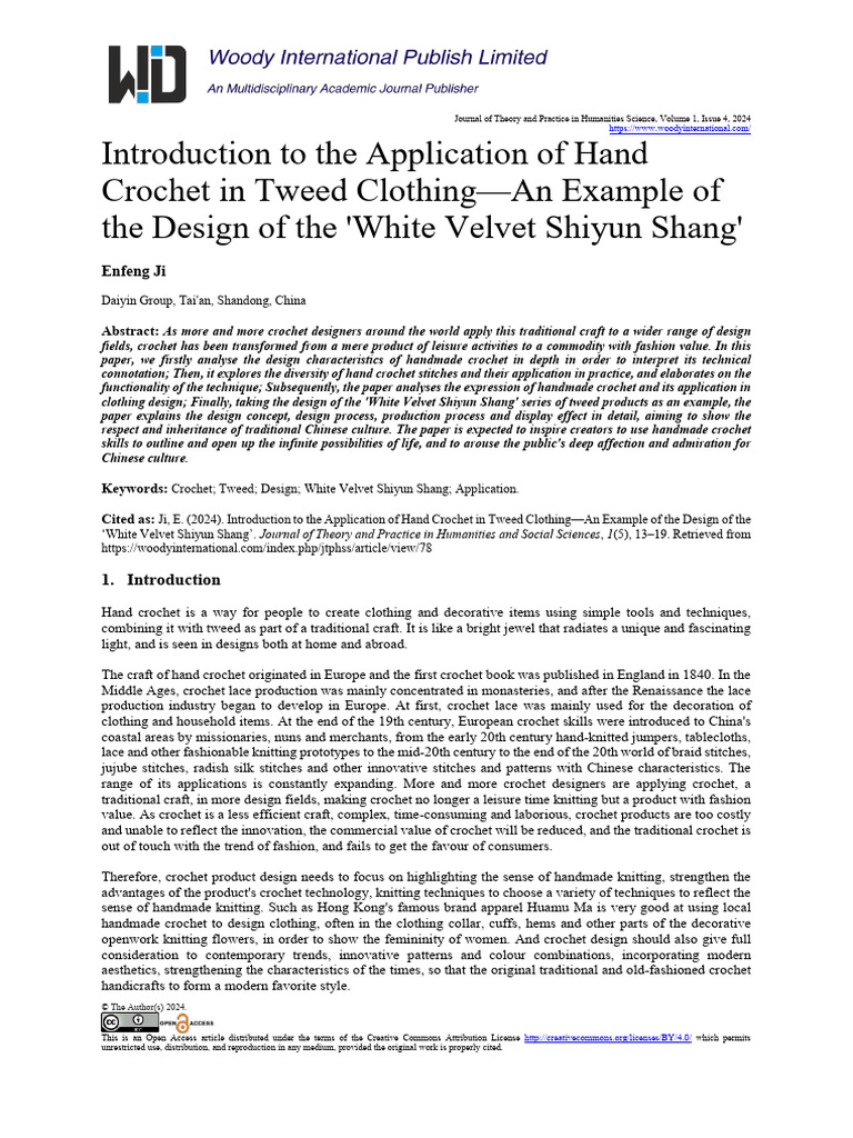 Introduction To The Application of Hand Crochet in Tweed Clothing-An ...