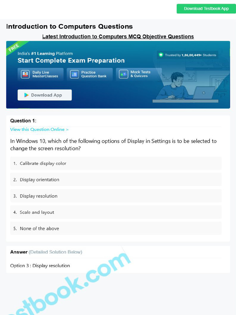 MCQ On Introduction To Computers 5eea6a1639140f30f369f553 | PDF