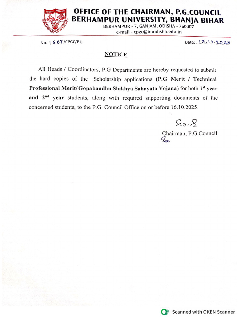 Submission of Hard Copy of Scholarship Application | PDF