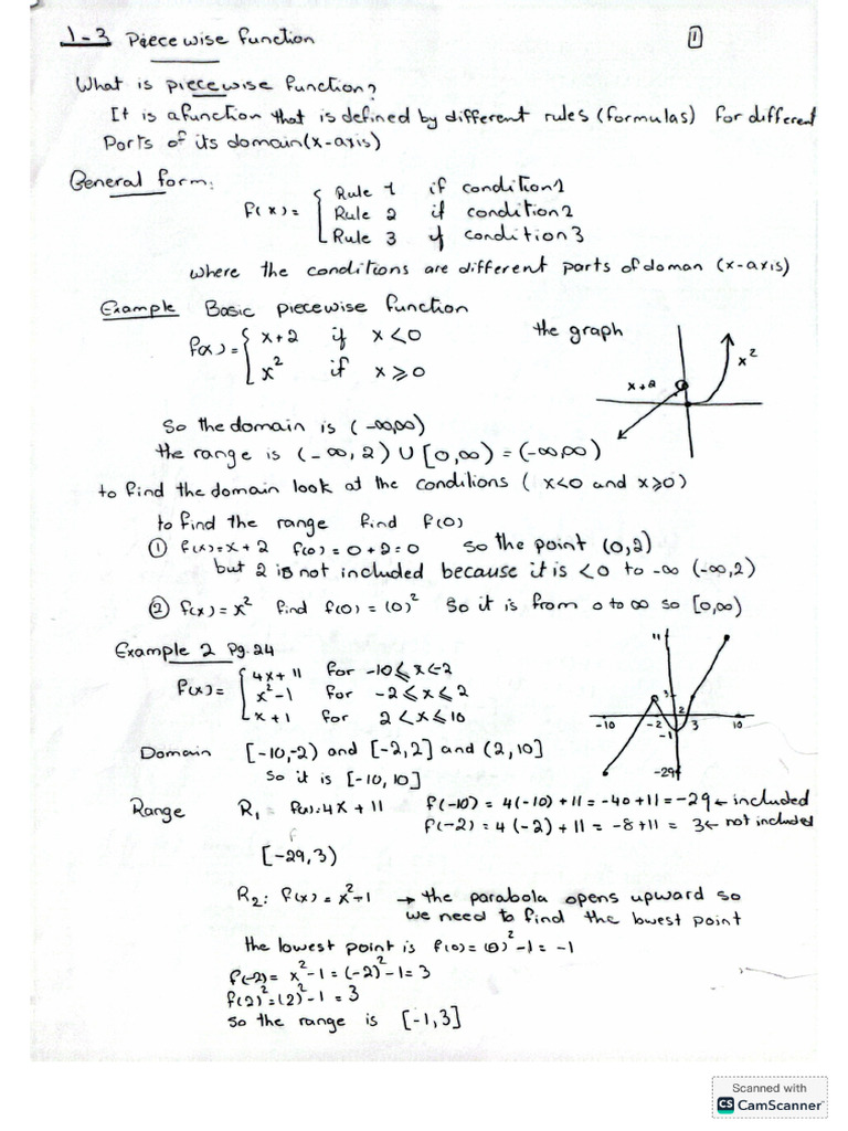 1-3 Piecewise Function | PDF