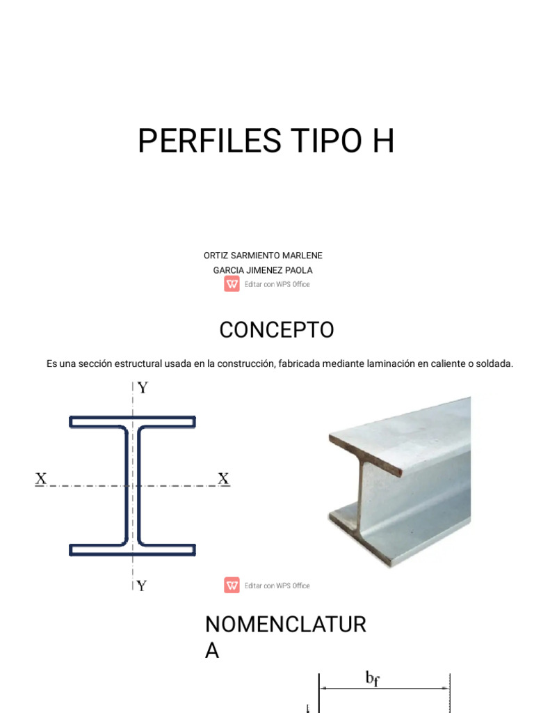 Perfiles Estructurales Tipo H: Usos y Medidas | PDF
