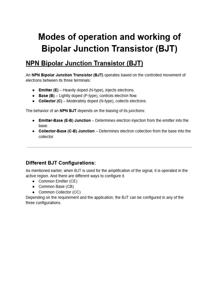 NPN Bipolar Junction Transistor Explained | PDF | Bipolar Junction ...