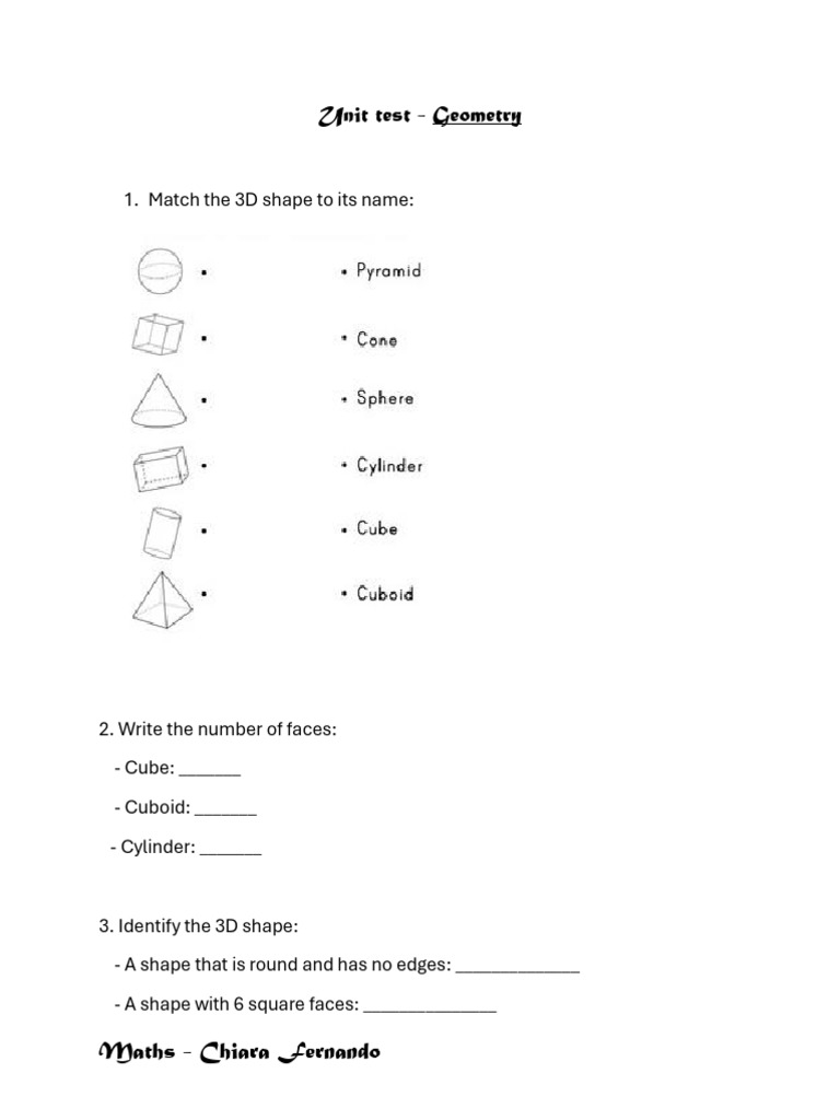 Geometry Unit Test for 3D Shapes | PDF