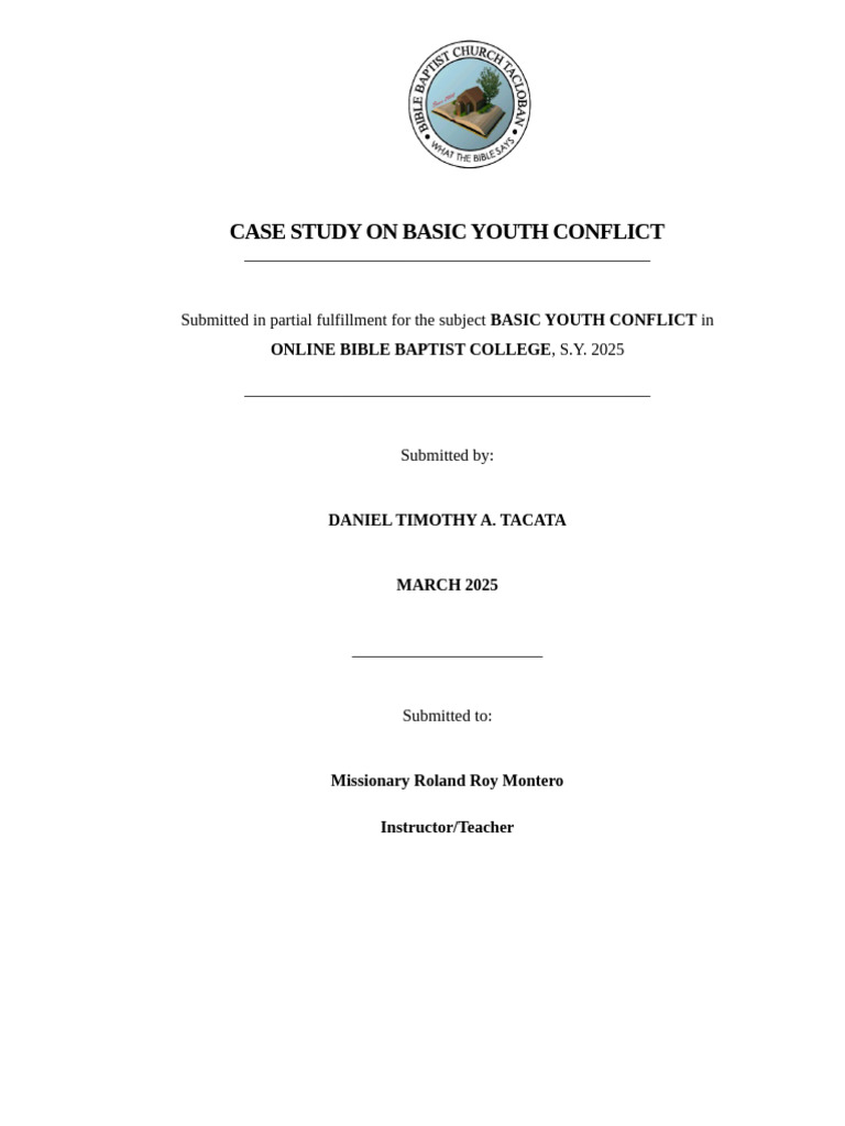 Case Study On Basic Youth Conflict | PDF | Jesus | Forgiveness