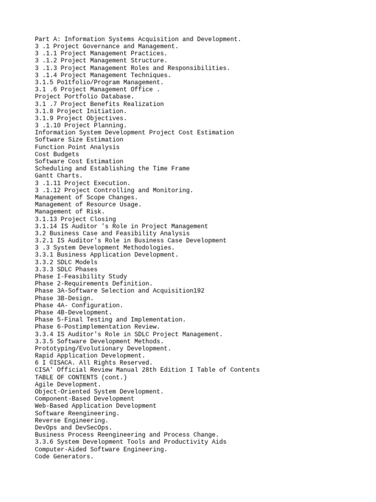 Part A Information Systems Acquisit - Topic List | PDF | Project ...