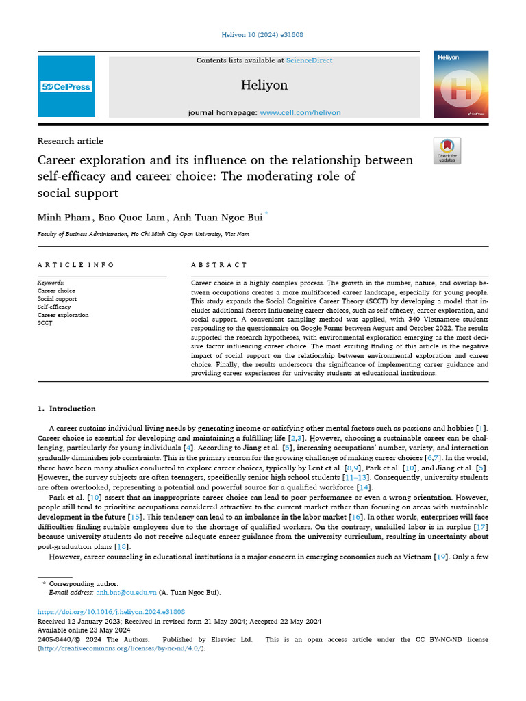 Career Exploration and Its Influence On The Relationship Between Self ...