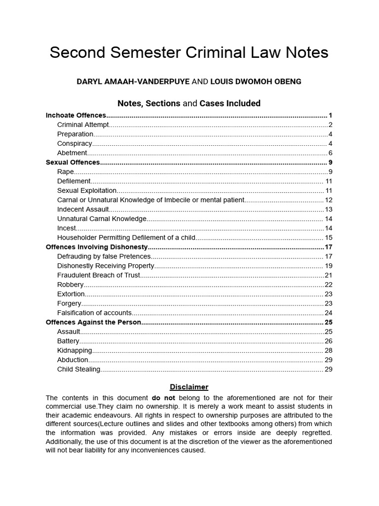 Criminal Law 2 Notes Not Louis | PDF | Aiding And Abetting | Theft