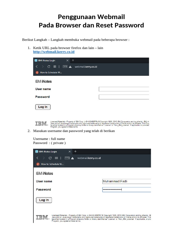 Penggunaan Dan Reset Password Webmail Lotus Notes | PDF