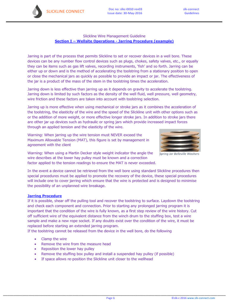 Slickline Jarring Procedure Guidelines | PDF | Valve | Mechanical ...