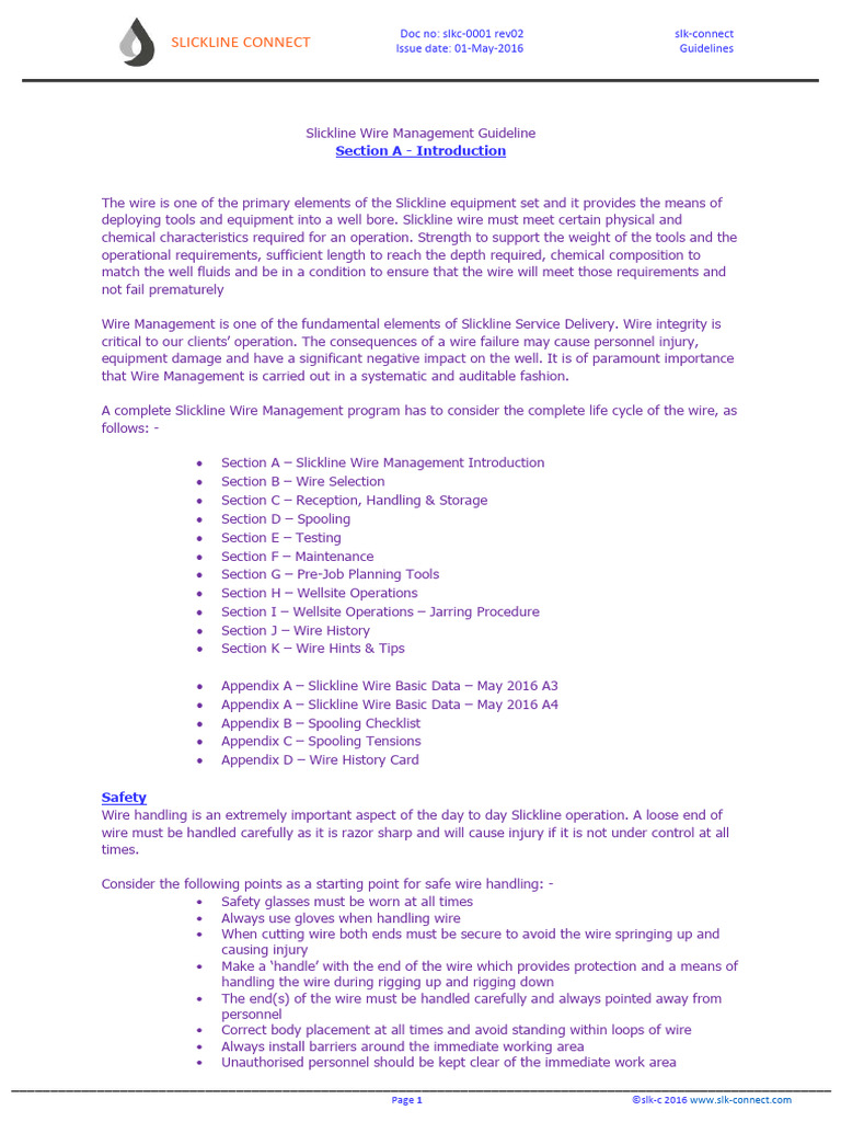 Slickline Wire Management Guidelines | PDF | Reliability Engineering