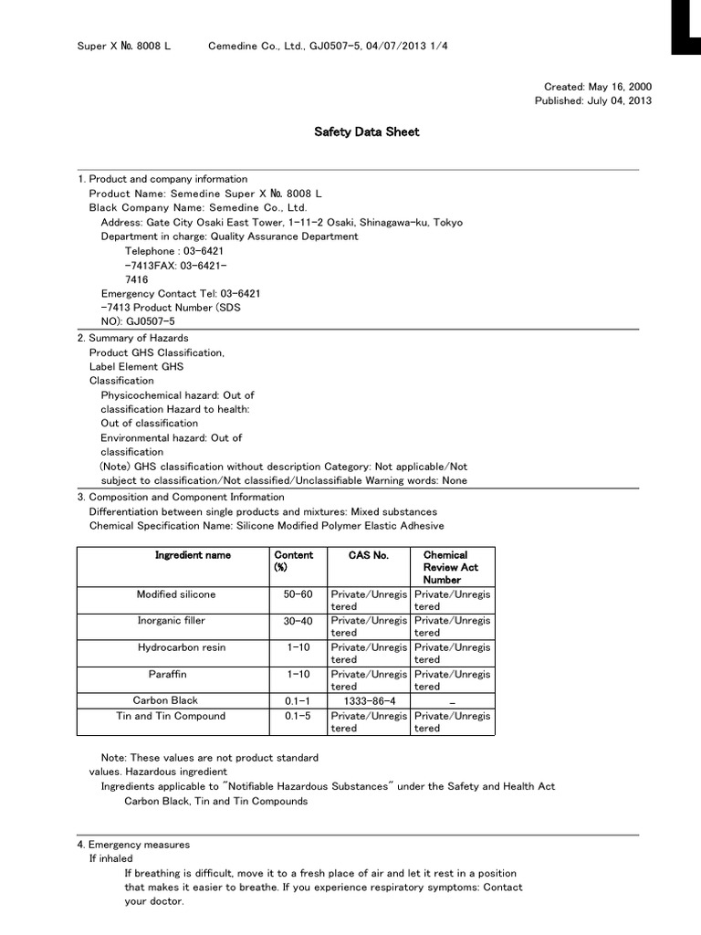 Super X №8008 L Safety Data Sheet | PDF | Dangerous Goods | Toxicity