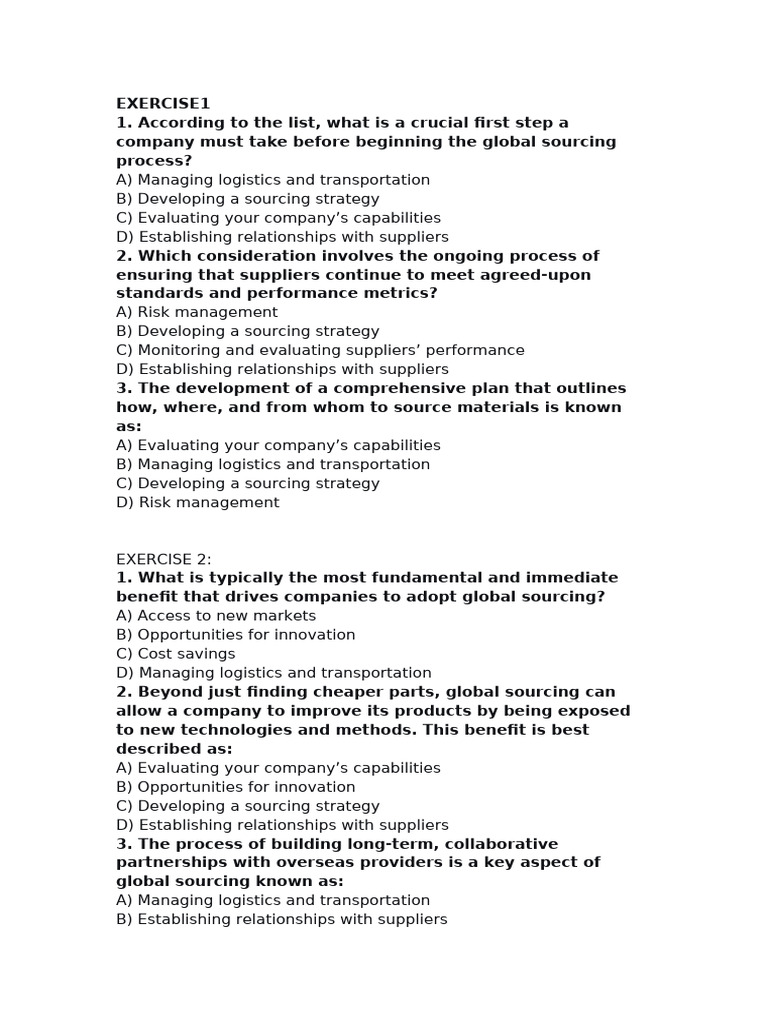 Topic 11综合练习 2 | PDF | Supply Chain | Logistics
