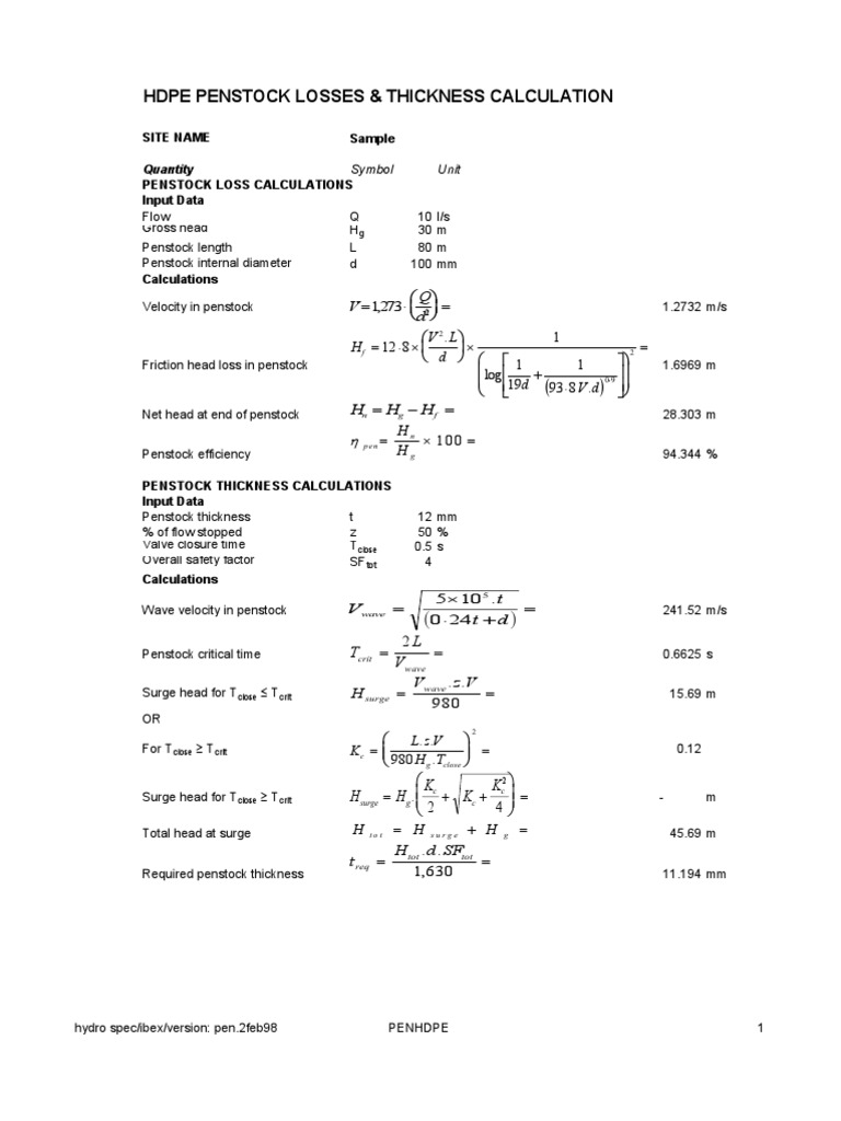 Penstock Thickness Calculation | PDF | Liquids | Physics