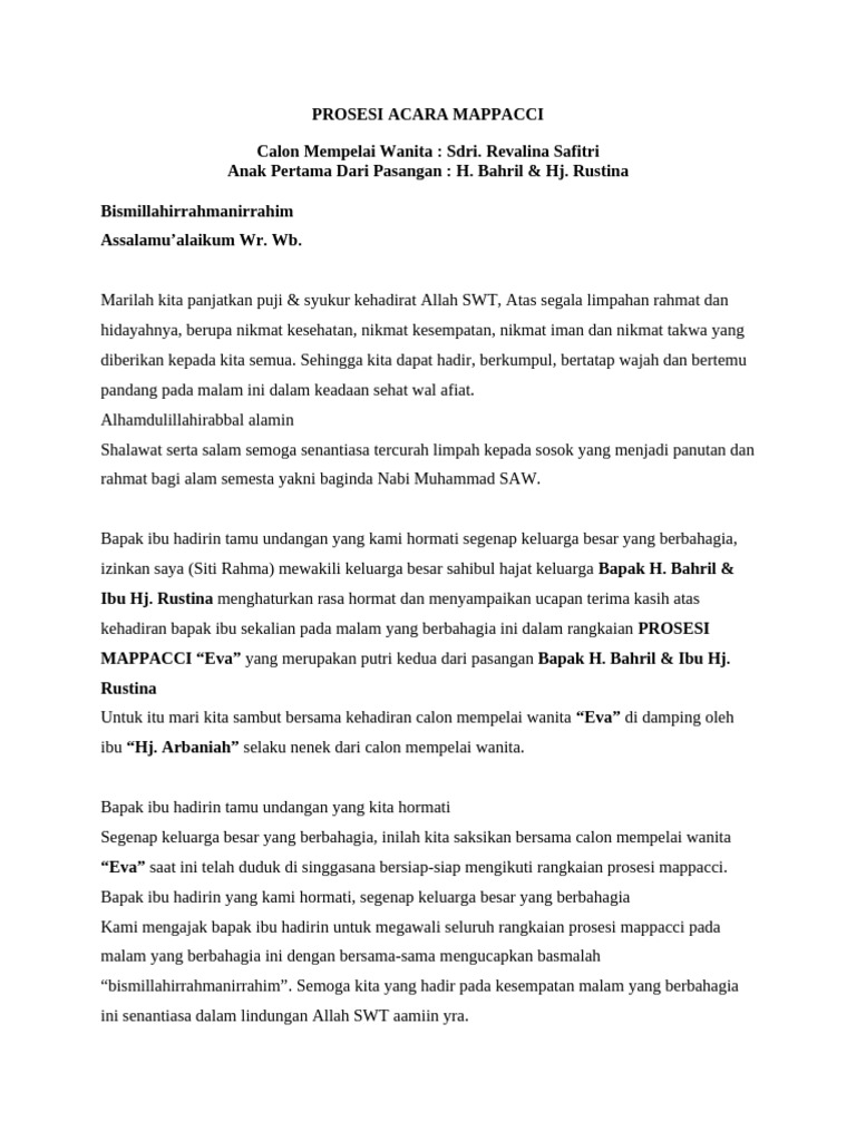 Proses Mappacci: Tradisi Pernikahan Bugis | PDF