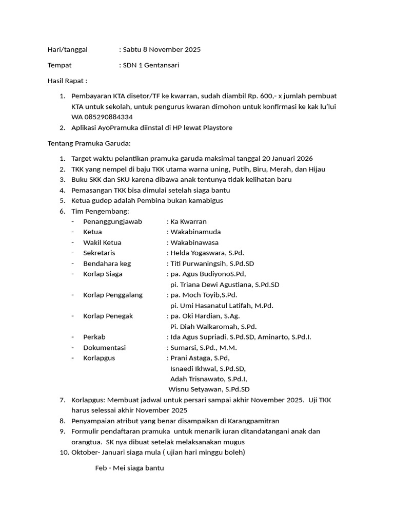 Resume Rapat 8 Nov 2025 | PDF