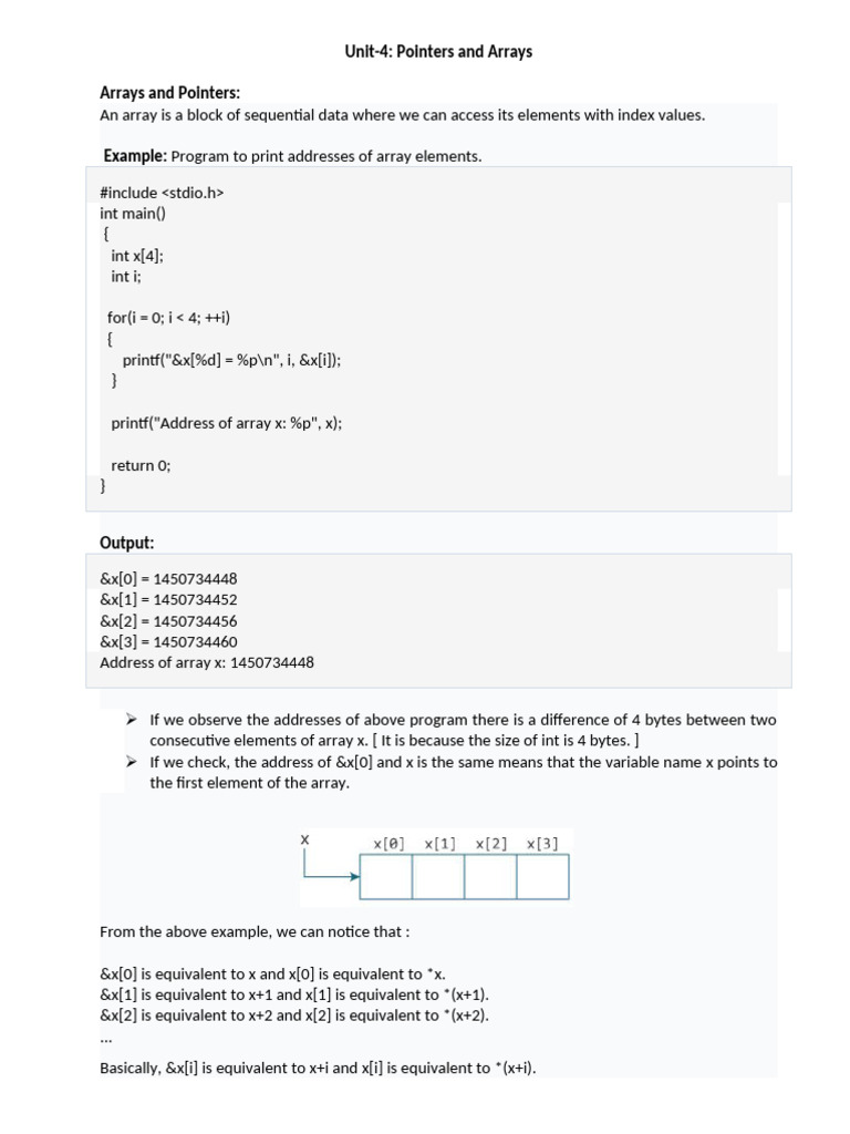 Pointers and Arrays | PDF | Pointer (Computer Programming) | Integer (Computer Science)