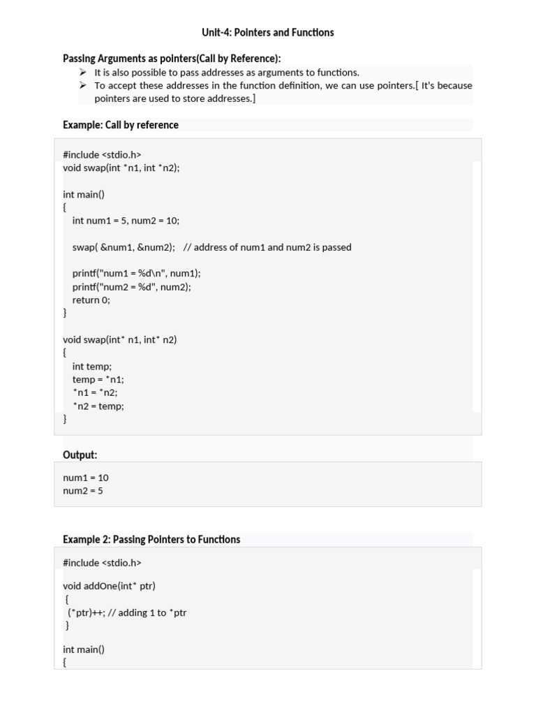 Pointers and Functions | PDF | Pointer (Computer Programming) | Variable (Computer Science)