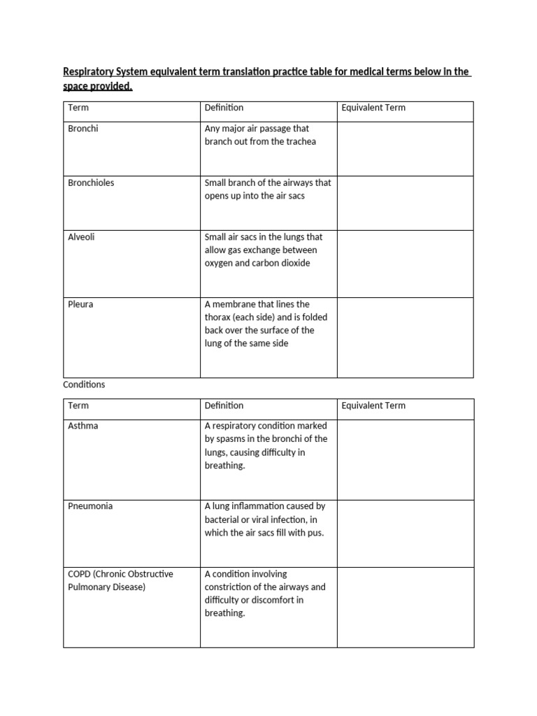 Respiratory System Medical Terms Guide | PDF | Respiratory Tract | Lung